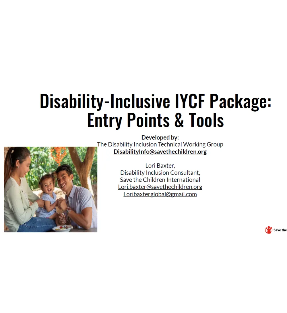 Disability-Inclusive IYCF Package Entry Points & Tools | IYCF