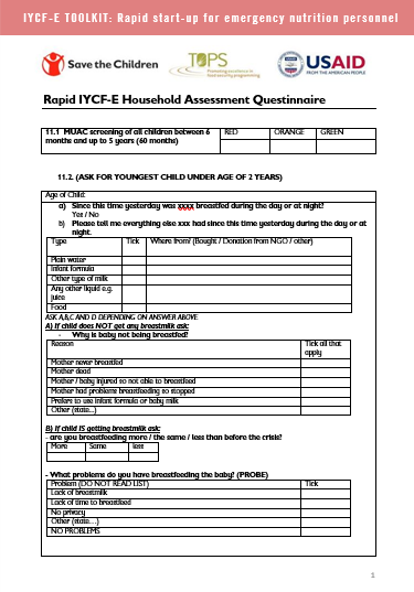 Template for Rapid Infant and Young Child Feeding in Emergencies ...